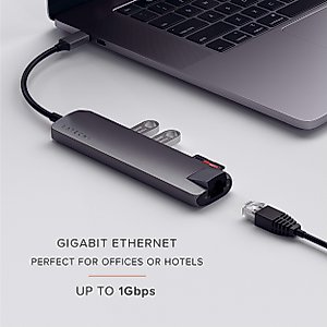 Satechi USB C Hub Multiport Adapter, USB C Docking Stationing Station with 4K HDMI, 60W USB C PD Charging, 2 USB-A, Ethernet, Micro/SD Card Readers, for MacBook Pro/Air M1 M2 M3, Windows - Space Grey