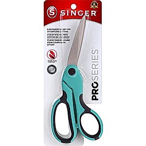 SINGER 00561 8-1/2-Inch ProSeries Heavy Duty Bent Sewing Scissors,Teal