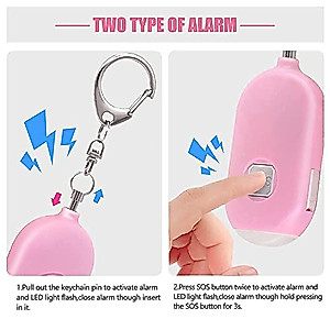 Personal Security Alarm Keychain Set for Women,3Packs Rechargeable Self Defense Safety Alarm Keychain with Loud 130dBs to Protect Your Family, Kids, Elderly & Dog Walkers Safety