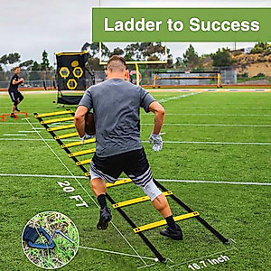 Ambifirner Agility Training Equipment Set - Agility Ladder(12 Rungs/20ft), 4 Speed Hurdles, 12 Training Cones, Jump Rope, Parachute for Speed/Soccer/Football Training with Carry Bag