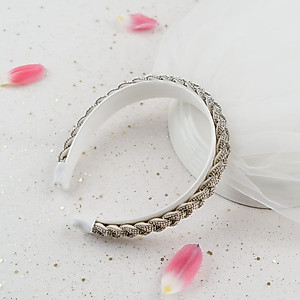 PapaKit Premium Bachelorette Sparkling Rhinestone Headband with Veil | Bride to be Party Supply Bridal Shower Engagement Wedding Party Favor Gift