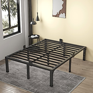 MAF 12 Inch King Size Bed Frames with Mattress Slide Stopper Black Heavy Duty Metal Platform Bed Frame Steel Slat Support, No Box Spring Needed, Noise Free, Easy Assembly