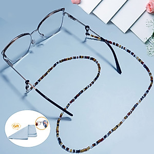 BILIONE 4 PCS Acrylic Beaded Eyeglass Chains for Women Girls, Glasss Holder Strap, Premium Eye glasses Hanger Keeper Around Neck, Fashion Eyewear Accessory, Face Mask Chain Lanyard