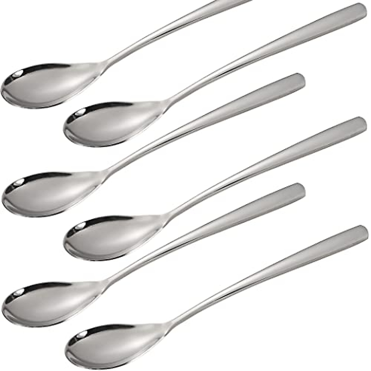 Soup Spoons Set of 6 Stainless Steel Round Spoons Asian Soup Spoon Long Handle Dinner Spoons for Kitchen Restaurant Home