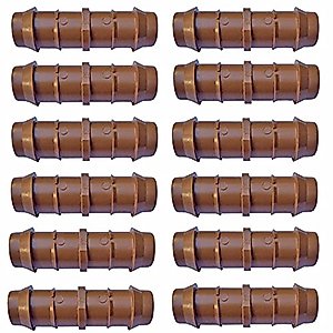 Habitech 1/2" Coupling Drip Irrigation Fittings (12 Pack) - Barbed Drip Line Coupler Connectors compatible with Rain Bird and Most 1/2" Tubing or Sprinkler Systems