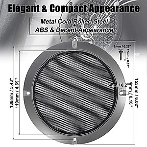 X AUTOHAUX 2pcs 5 Inch Titanium Tone Audio Speaker Cover Mesh Subwoofer Grill Horn Glossy Guard Protector