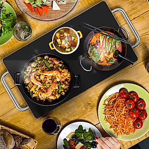 NutriChef Large Electric Warming Tray -20" x 12" Hot Plate -Ideal for Buffets, Restaurants, Parties, and Home Dinners -Glass Top Keeps Food Hot - Perfect for Events -Black -Heat your food up to 203°F.