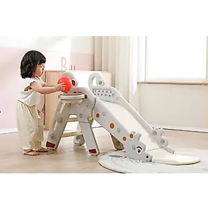 MERIT Play 3 in 1 Toddler Slide Exciting Slide for Energetic Toddlers Age 1-3 Safe and Fun Slip and Slide Indoor Toddler Playground Adorable Giraffe Design Loved by Boys and Girls (Gray)