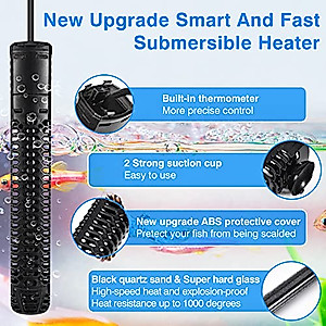 SZELAM Aquarium Heaters 300W Submersible Fish Tank Heater 55 Gallon, Anti-Dry Burning and Anti-Overheating, Explosion-Proof Fast Heating Fish Heater for Freshwater and Saltwater Aquarium Tank Heater