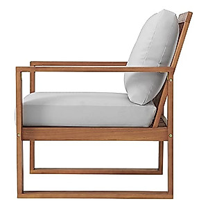 Weston Eucalyptus Wood Outdoor Chair with Gray Removable Cushions Weather-Resistant Deck Chair, Patio Furniture All-Weather, Backyard, Patio