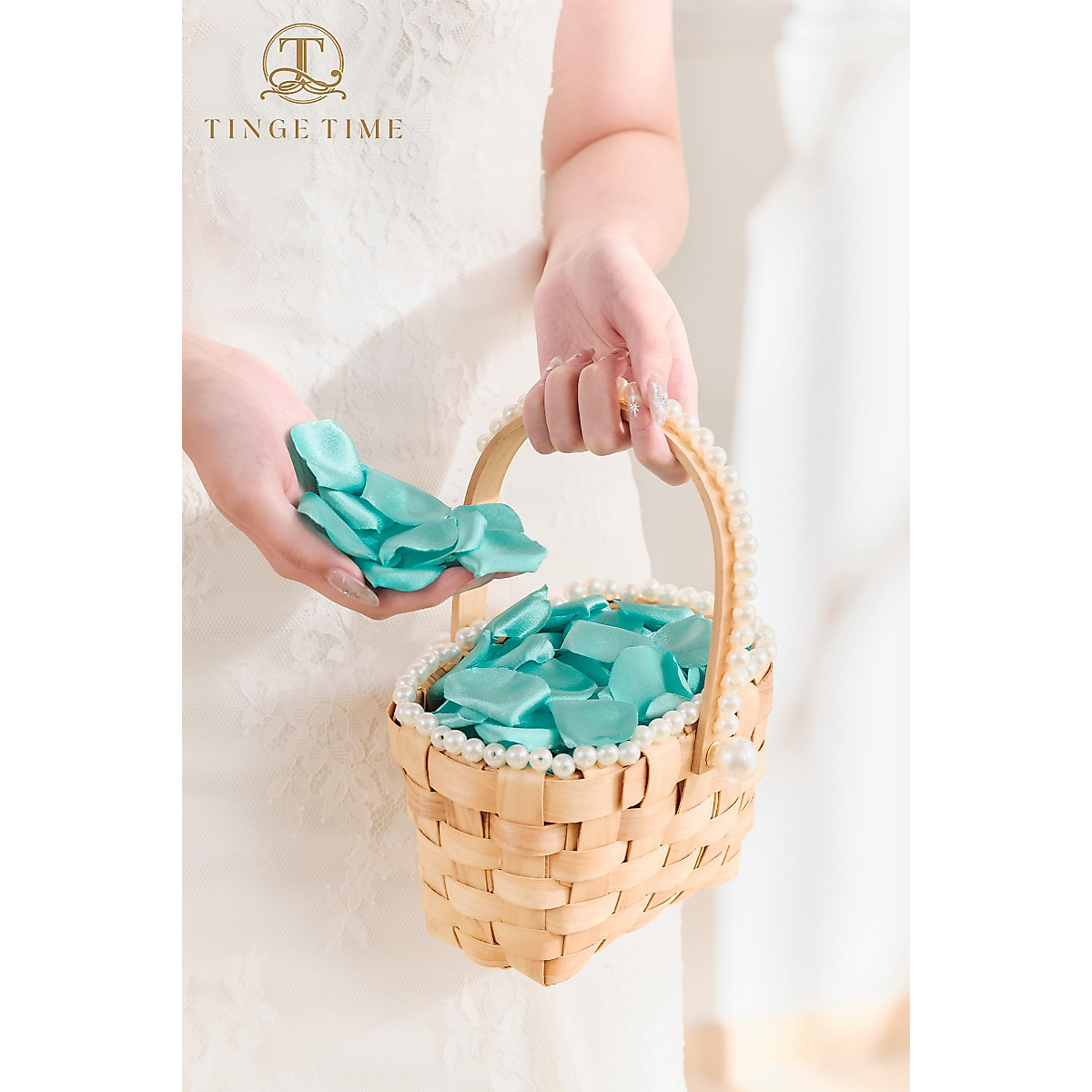 TINGE TIME 300pcs Silk Rose Petals Teal Green Heart Flower Petals for Wedding Flower Girl Basket Aisle Scatter Dinner Table Centerpieces Party Confetti Bridal Shower Romantic Night Decoration