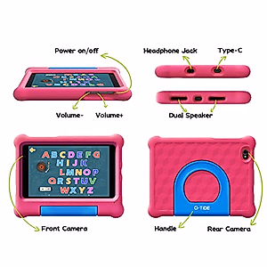 G-TiDE Kids Tablet, 8 inch Tablet for Kids, 5100mAh Big Battery, 2GB+32GB Learning Tablets, 5MP Dual Camera, Fun Kids App - KLAP, Parental Controls, Screen Protector, Toddler Tablets Case, Pink