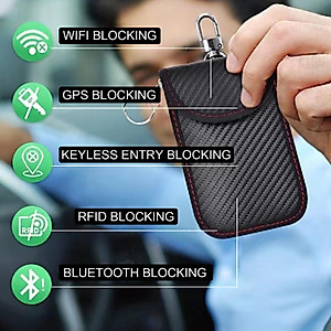 gunhunt 2 Pack Keychain Protector, Car Signal Shielding Keychain Protector, Anti-Theft Pouch, Universal Anti-Hacking Case Blocker (Carbon Fiber Black #Square)