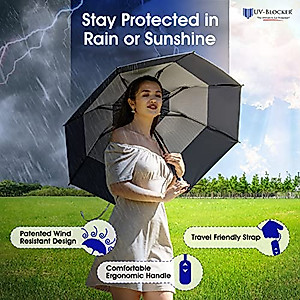 UV-Blocker Travel Sun Protection UV Umbrella Auto Open Double Vented Canopy Windproof Sun Umbrella UV Protection 55+ UPF