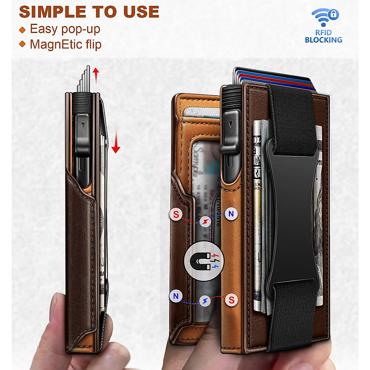 BULLIANT Men Wallet Gift Boxed,Slim Front Pocket Wallet Money Clip Card Holder 3.8"x2.7",Pop-up Access