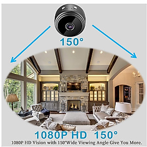 Mini Spy Camera Wireless Hidden Home WiFi Security Cameras with App 1080P, Bundle Night Vision Indoor Outdoor iPhone/Android Phone Small Nanny Cam for Cars etc