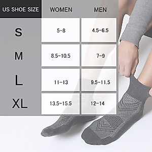 CelerSport 6 Pack Men's Ankle Socks with Cushion, Sport Athletic Running Socks, 3 Dark Gray + 3 Gray, Large