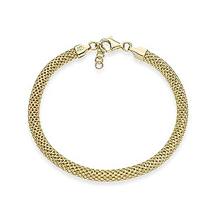 Miabella 18K Gold Over Sterling Silver Italian 5mm Mesh Link Chain Bracelet for Women, 925 Made in Italy (Length 6.5 Inches (X-Small))