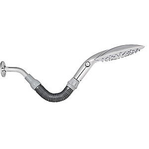 Waterpik CF-201E Flexible Neck 2-Mode Rainfall Rain Shower Head, 1.8 GPM, White, 1.8 GPM