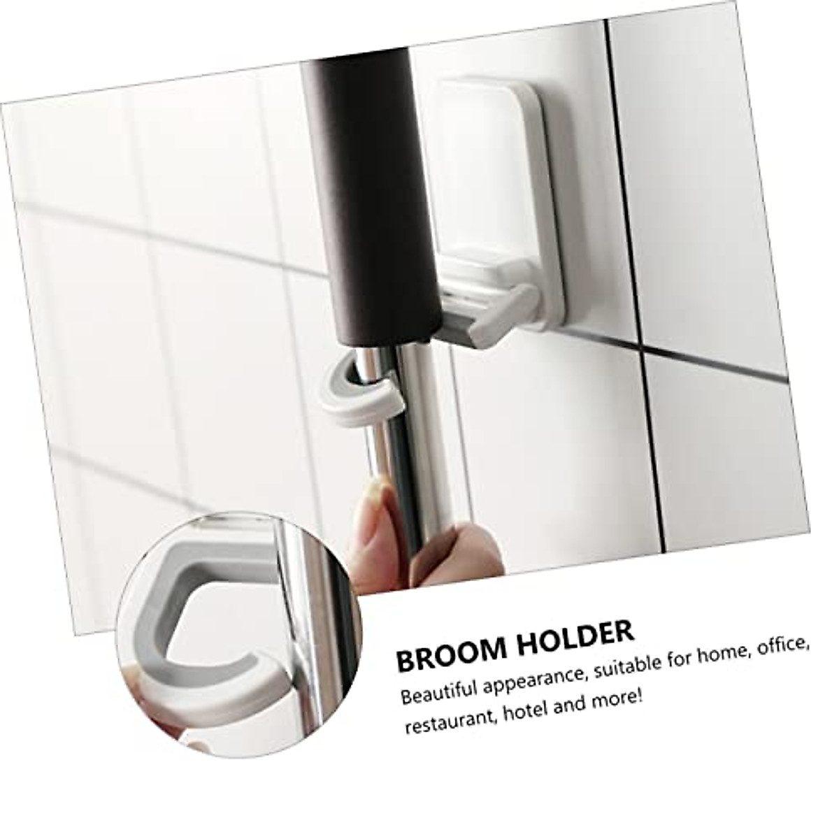 CIYODO 3pcs Bathroom Punch-Free Hanger Clips Mount Storage Shape Broom Racks Traceless Hook Garden Holds Slip Grippers White C- Organizer Anti- Wall Self Multifunctional Drilling