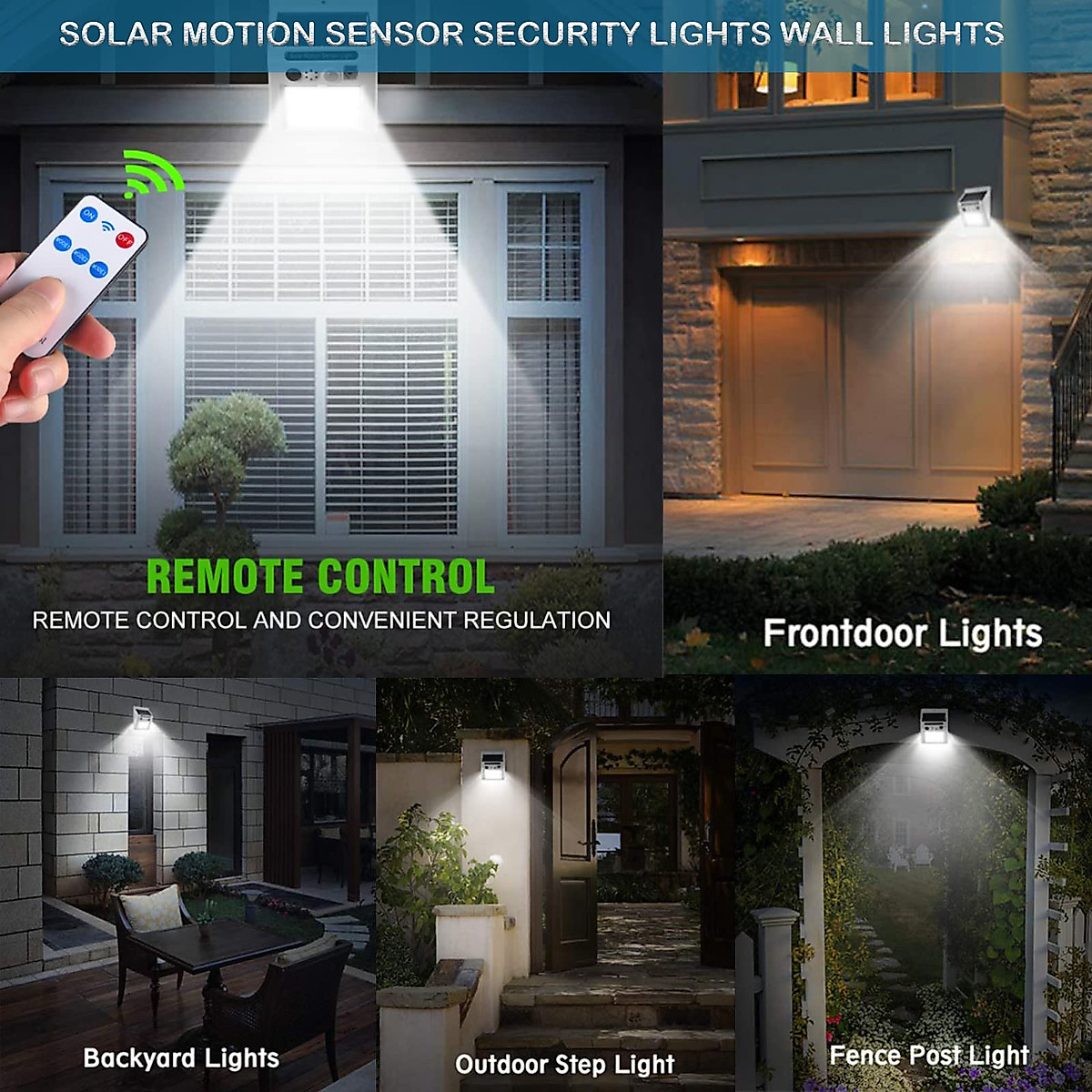AMZSTAR Solar Motion Sensor Security Lights Wall Lights with Remote Solar Sound Alarm Strobe Light,3 Modes Waterproof Solar Alarm Lights Outdoor Solar Lamp for Farm,Barn,Villa,Yard,Garden (2pcs)