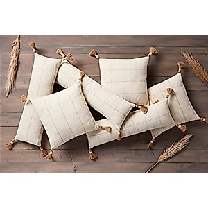Mud Pie Woven Check Pillows, TAN