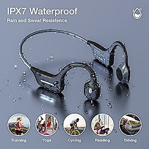 MOING Wireless Bone Conduction Headphones, Open Ear Sports Bluetooth Headset with Reflective Strips, Built-in Mic and IP56 Waterproof Certified for Workouts, Night Running, Cycling, Black (DG08)