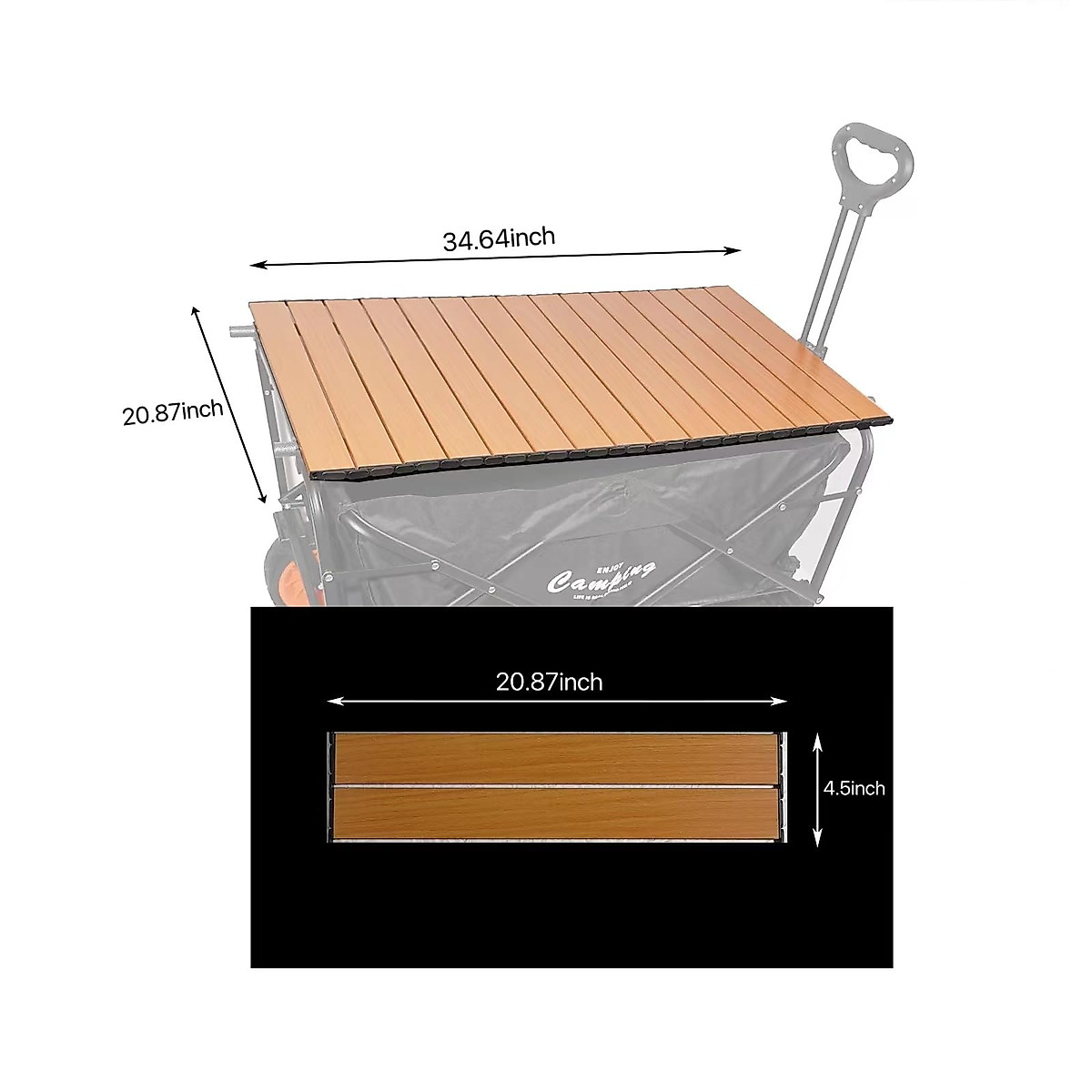 Issimober Aluminum Alloy Steel Collapsible Board Desktop for Garden Cart Foldable Wagon，Heavy Duty Metal Outdoor Camping 34.64x20.87'' Yellow