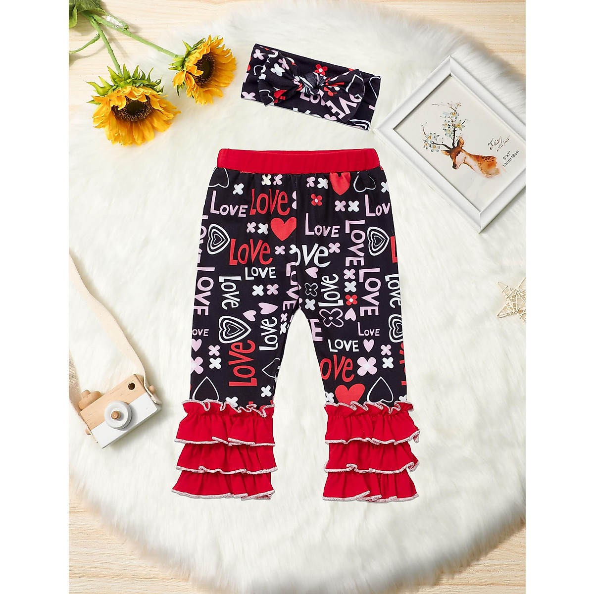 DONWEN Valentine Baby Girl Outfit 12-18 Months Baby Valentine Outfits Clothes Long Sleeve Shirt Tops Valentine Outfit Baby Girl