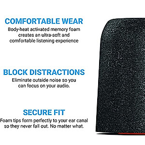 Comply Professional Series Memory Foam Tips for All Shure Earbuds | Size Medium, 3 Pairs,Black