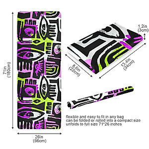 OTVEE Abstract Graffiti Yoga Mat for Women Non Slip Ultra Thin 1 MM Travel Yoga Mat with Carrying Bag Suede Fitness Exercise Mat for Yoga Pilates Workout Routines Camping