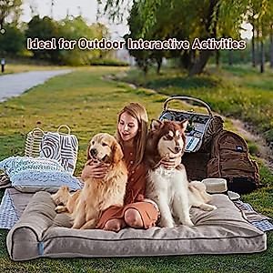 BDEUS 50 x 36 x 6.5In Orthopedic Dog Beds for Large Dogs Clearance Super Thick & Comfortable Pet Bed with Pillow, Washable Cover and Anti-Slip Bottom