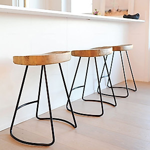 Wood Dining Chairs Set of 2 - Wooden Armless Kitchen Chairs with Black Metal Legs, Non-Slip Foot Pads, Farmhouse Style High Ladder Back Wooden Dining Room Chairs