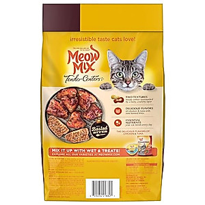 Meow Mix Tender Centers Basted Bites Dry Cat Food, Chicken & Tuna Flavor, 3 Pound Bag (Pack of 4)