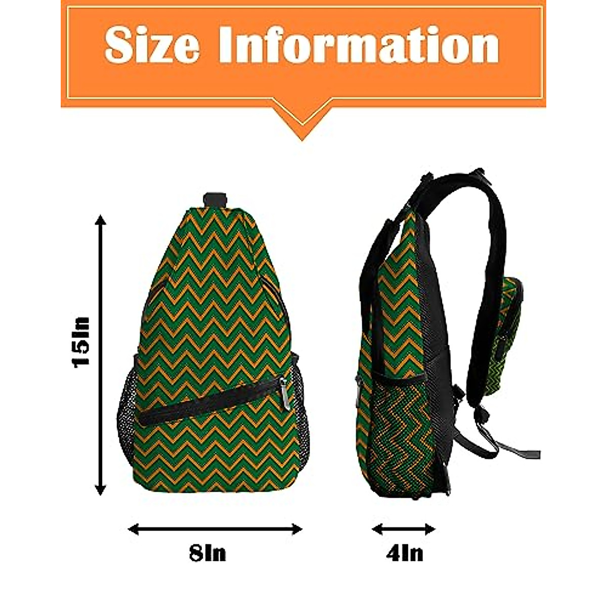 Sling Backpack, St. Patrick's Day Minimalist Green Retro Texture Waterproof Lightweight Small Sling Bag, Travel Chest Bag Crossbody Shoulder Bag Hiking Daypack for Women Men