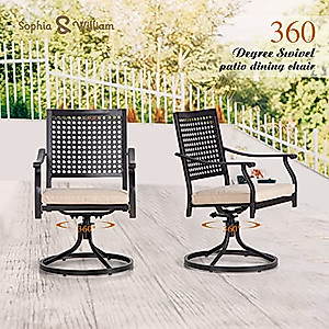 Sophia & William Patio Dining Set 9 Piece Expandable Outdoor Table Furniture Set with 8 Swivel Dining Metal Chairs and 1 Rectangular Expanding Dining Table for Garden Deck Backyard