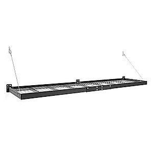NewAge Products Pro Series Black 2 ft. x 8 ft. Wall Mounted Steel Shelf, Garage Overheads, 40406 & NewAge Products Pro Series Black 2'. x 4'. Wall Mounted Steel Shelf, Garage Overheads, 40404