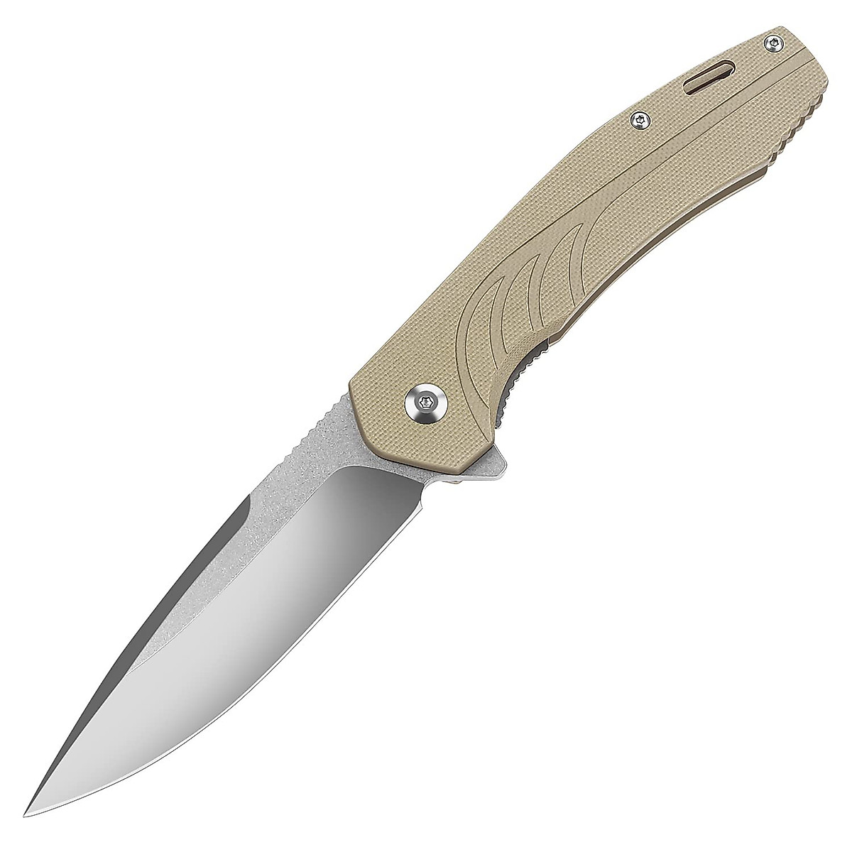 URiver Pocket Knife,G10 handle,With Pocket clip,Material Sharp Blade, Great for Paring, Hunting and Camping,Ideal Gifts for Your Family(Yellow)