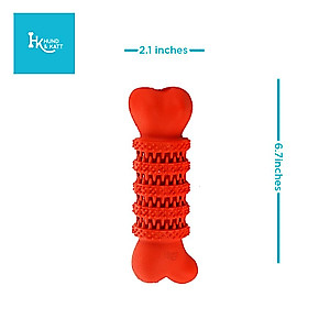 HK Hund & Katt Durable Natural Rubber Bone Chew Toy for Medium to Large Dogs, 6.7 inches, with Grooves, Nearly Indestructible