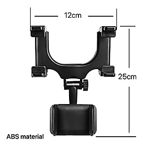 VAGURFO Rear View Mirror Phone Holder Mount, Car Phone Mount- Phone Bracket, Phone Stand with 270° Swivel and Adjustable Clips, Universal Smartphone Cradle, Black