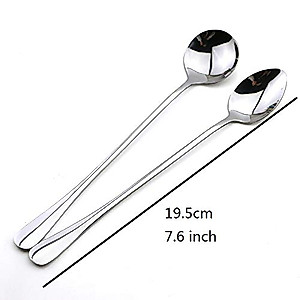 Long Handle Tea Spoon, Stainless Steel Multicolored Spoon Iced Tea Spoons for Mixing Ice Cream Coffee Spoon Milkshake Dessert Spoon Cocktail Stirring Spoons Set of 5.