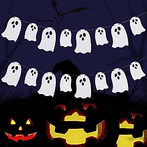 2 Pack Halloween Hanging Ghost Banner Halloween Garland Halloween Decorations Indoor Outdoor Halloween Decor Home