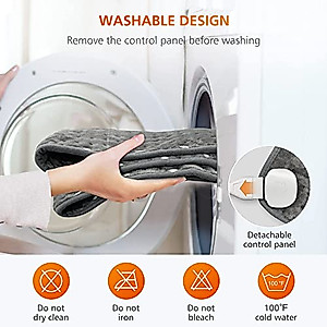 Snailax Heating Pad & Foot Warmer, 17"x33" Electric Large Heating Pads for Back Pain Muscle Pain Relief, Dry & Moist Heat Option, 6 Temperature Settings & Auto Shut Off, Washable, Grey