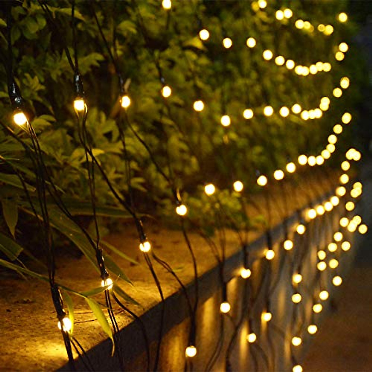 Solar Christmas Mesh Lights w/ Remote Timer, 10ft x 4.9ft 180 LED Waterproof Net String Lights for Outdoor Trees, Patio Bushes, Wedding Party, Front Back Yard, Porch, Balcony Decorations (Warm White)