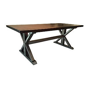 Walnut and Metal Trestle Table