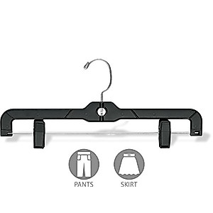 The Great American Hanger Company Matte Black Plastic Bottom Hanger, Box of 100 Space Saving Hangers w/ 360 Degree Nickel Swivel Hook for Skirt and Pants