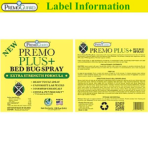 Premo Plus+ Bed Bug Spray Extra Strength – 128 oz – Fast Acting Bed Bug Treatment & Killer – Stain & Scent Free – Child & Pet Safe – Powerful New Stronger Formula – Natural with No Harmful Chemicals