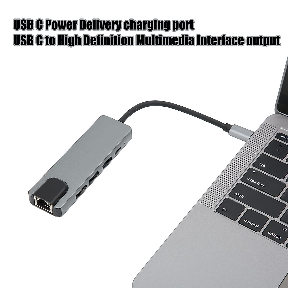 USB C Hub, 5 in 1 USB Adapter USB C to HDMI Multiport Adapter Laptop Docking Station with RJ45 Gigabit Ethernet, 4K HDMI, USB2.0, USB1.0, 100W PD