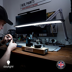 Daylight Company Lumi Task Lamp, Craft Light, Super Bright Desk Lamp, Touch Dimmable, 2 Brightness Levels, Ideal Table Light, Drawing Lamps - Metal - 15 W