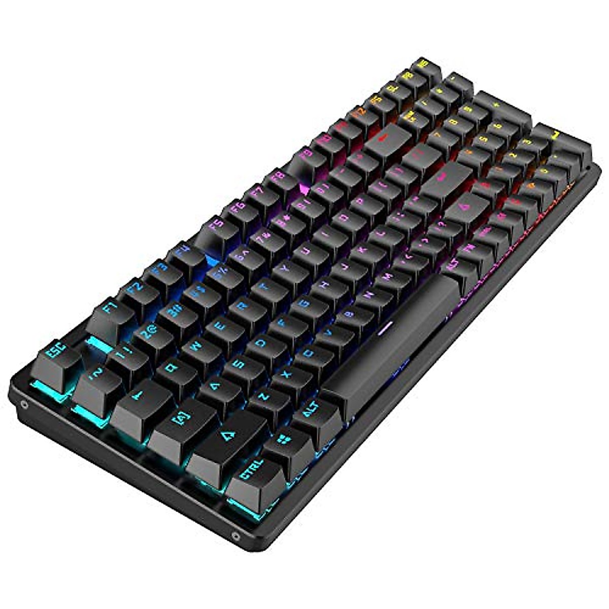 Mechanical Gaming Keyboard Compact 98 Key， Red Switches ， Custom Made chip Computer Keyboard -USB Connection Multi-Color Rainbow programmable RGB with Red Switches,for Windows PC Gamers